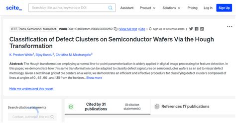 Classification Of Defect Clusters On Semiconductor Wafers Via The Hough