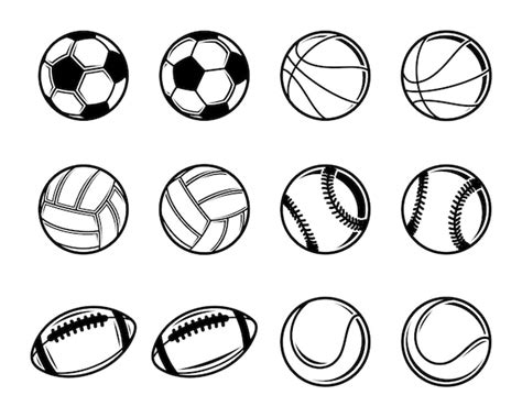 Premium Vector Vector Black And White Sports Balls Collection