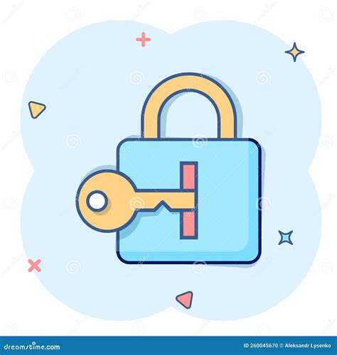 Locker Icon In Comic Style Padlock Password Cartoon Vector Illustration On White Isolated