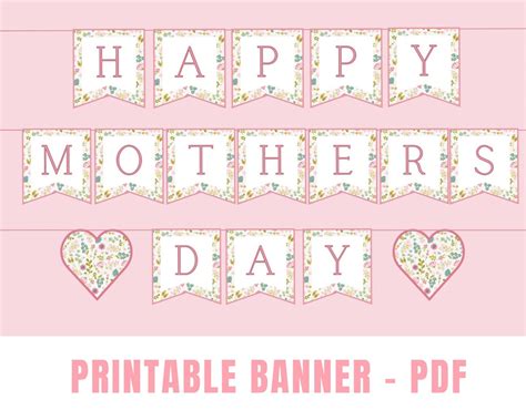 Printable Mothers Day Banner Instant Download Happy Mothers Day