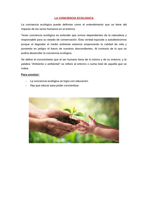La Conciencia Ecologica Pdf Relaciones Personales Crianza Y