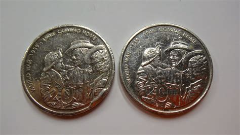 Australia Silver Error Coming Home War Commemorative 20 Cent Coin Rim Cud