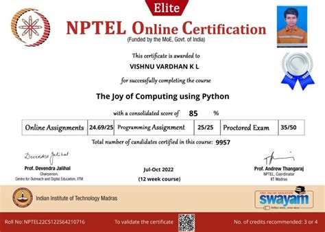 Nptel Python Coding Achievementunlocked Vishnu Vardhan K L
