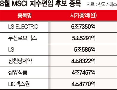 Msci 편입 하나 Ls일렉트릭·두산로보틱스株 급등