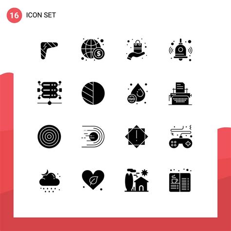 16 Thematic Vector Solid Glyphs And Editable Symbols Of Database Education Finance Back To