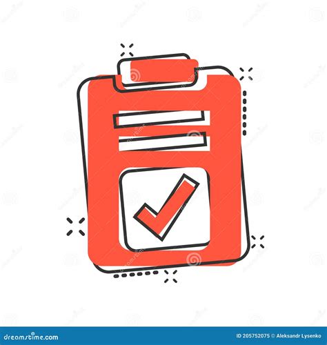 Document Checkbox Icon In Comic Style Test Cartoon Vector Illustration On White Isolated