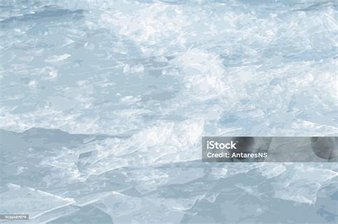 얼음이 많은 강 표면의 사실적인 벡터 일러스트레이션 눈으로 덮인 얼음의 질감 겨울 배경 냉동된에 대한 스톡 벡터 아트 및 기타 이미지 Istock