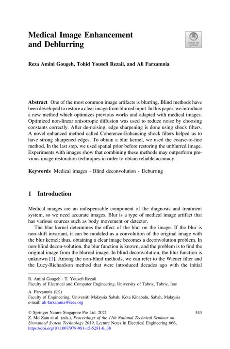 Pdf Medical Image Enhancement And Deblurring