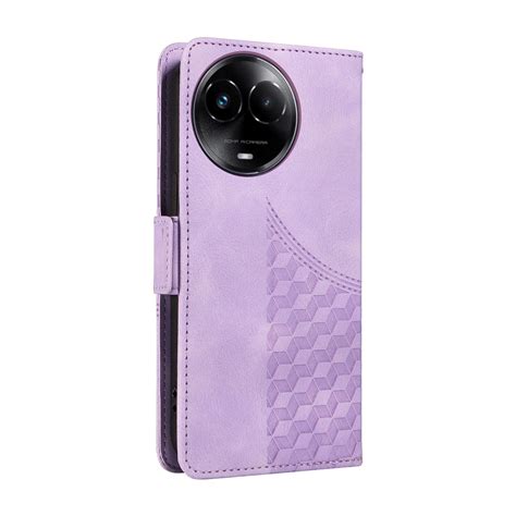 For Realme C67 5g Global Embossed Rhombus Starry Leather Phone Case