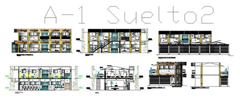 All Sided Elevation And Sectional Details Of Multi Story Communal Hall Building Dwg File