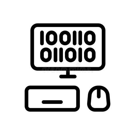 Binary File Coding System Vector Thin Line Icon Stock Vector