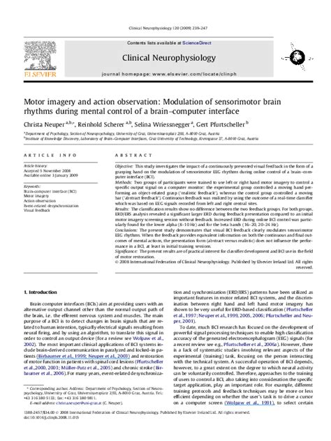 Pdf Motor Imagery And Action Observation Modulation Of Sensorimotor