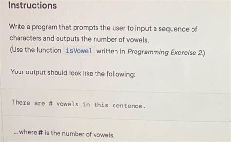 Solved Instructions Write A Program That Prompts The User To