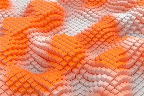 Premium Photo Wavy White And Orange Abstract Futuristic Polygons Cubes Structure Background 3d