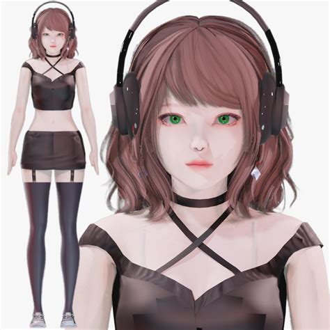 Emo Clothing 0004 Ue5 Unity Blender Animated Realistic Female Character 3d