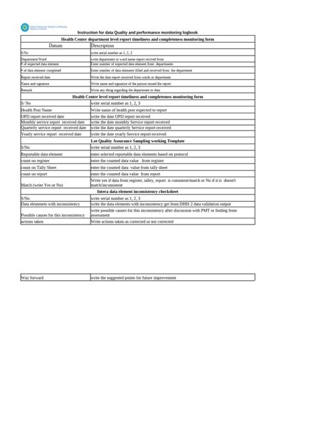 Data Quality And Pmt Logbookhealth Center Pdf
