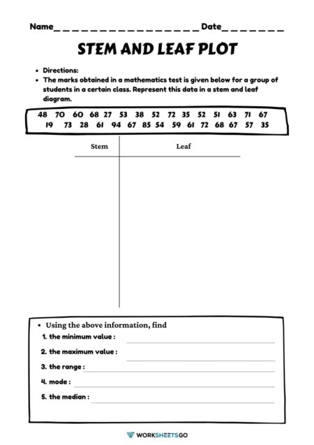stem and leaf plot worksheets worksheetsgo