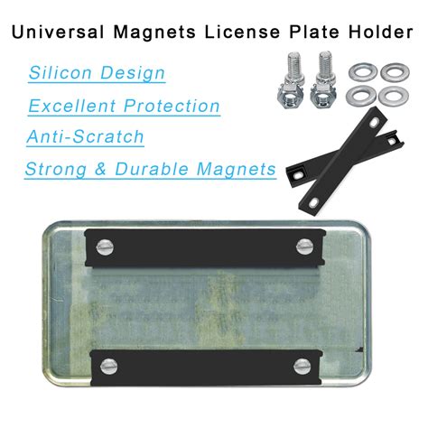 6pack Rubber Coated Magnetic License Plate Holder Premium Magnet Tag