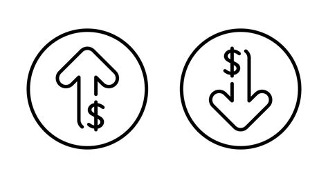 Up And Down Dollar Arrow Outline Icon On Circle Line Increase And
