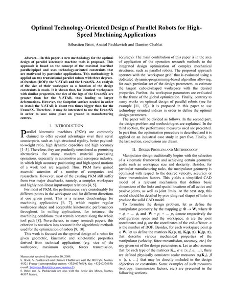 Pdf Optimal Technology Oriented Design Of Parallel Robots For High