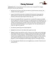 Crafting A Convincing Closing Statement For A Mock Trial Case Course Hero