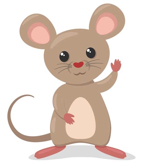 Premium Vector Mouse Stands And Waves Its Paw Character