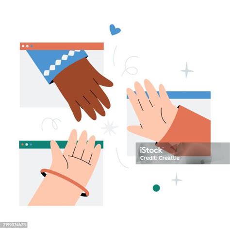 온라인 협업 원격 네트워킹 및 디지털 계약을 상징하는 평면 벡터 일러스트 레이 션의 가상 핸드 셰이크 흰색 배경에 고립 된