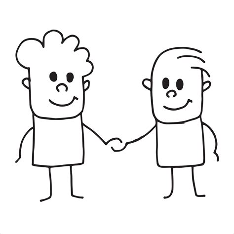 Two Friends Clipart Black And White