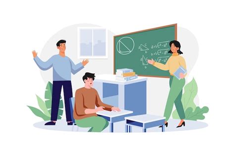 Premium Vector Student Attending Maths Class Illustration