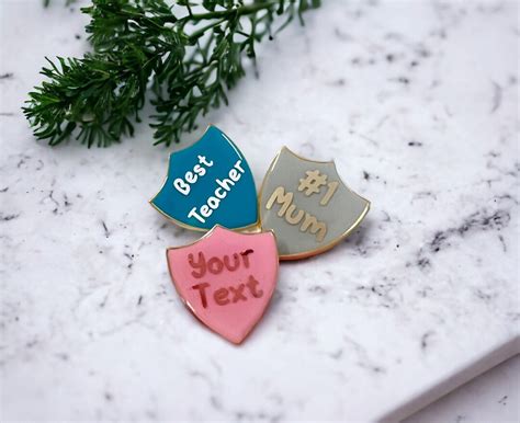 Personalised Enamel Pin Badge Button T School Shield Prefect