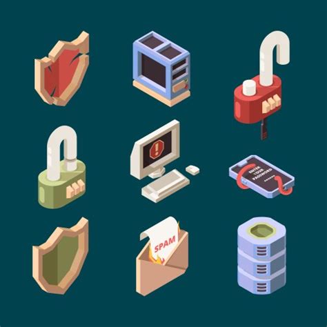 Physical Security Isometric Flowchart Royalty Free Vector