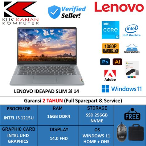 Jual Laptop LENOVO IDEAPAD SLIM 3i 14 INTEL I3 1215U 16GB 256GB 14 0 FHD BL WIN11HOME OHS