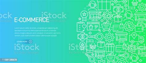 선 아이콘이 있는 전자 상거래 관련 배너 템플릿입니다 광고 헤더 웹 사이트에 대한 현대 벡터 그림 개념에 대한 스톡 벡터 아트 및 기타 이미지 Istock