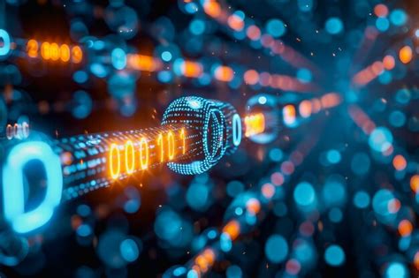 Binary Numeric Data Transmission Chain Of Nodes Connected In A Network