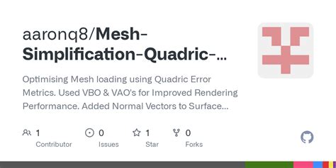 github aaronq8 mesh simplification quadric error optimising mesh