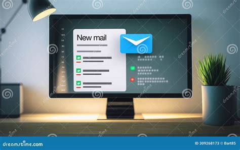 Receiving Email In Inbox Concept Popup Mail Notification On Computer