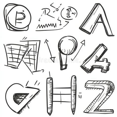 hand drawn doodle alphabet a b c d z stock illustration