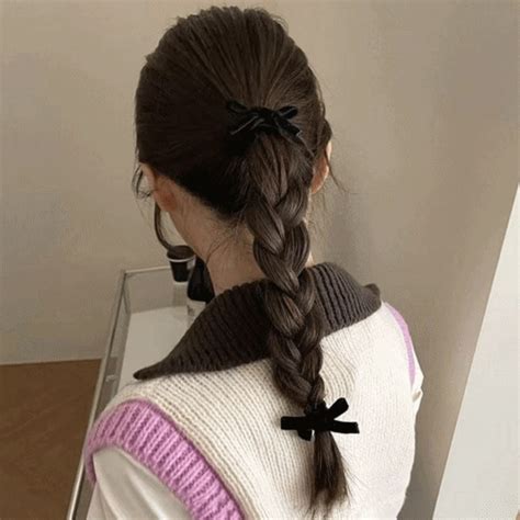 [오늘출발] 블랙 미니 리본핀 1set 아이돌 스타일링 한복악세사리 당고머리 포인트 아기 헤어끈 에이블리