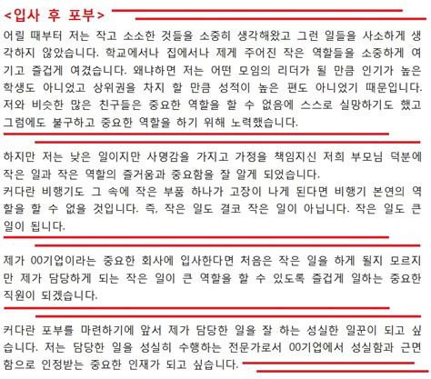 자기소개서 입사후포부 잘쓴예 네이버 블로그