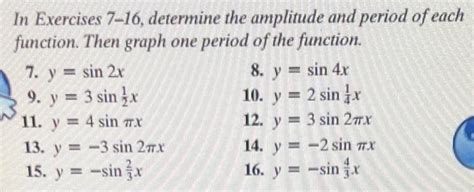 Solved In Exercises Determine The Amplitude And Period Chegg
