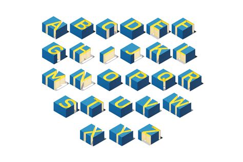 Cube 3d Font Isometric View 02 Gk Mockups Store