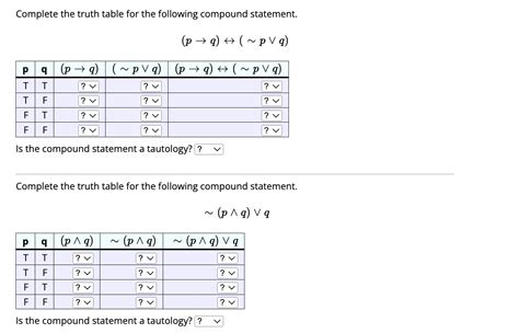 Solved Complete The Truth Table For The Following Compound