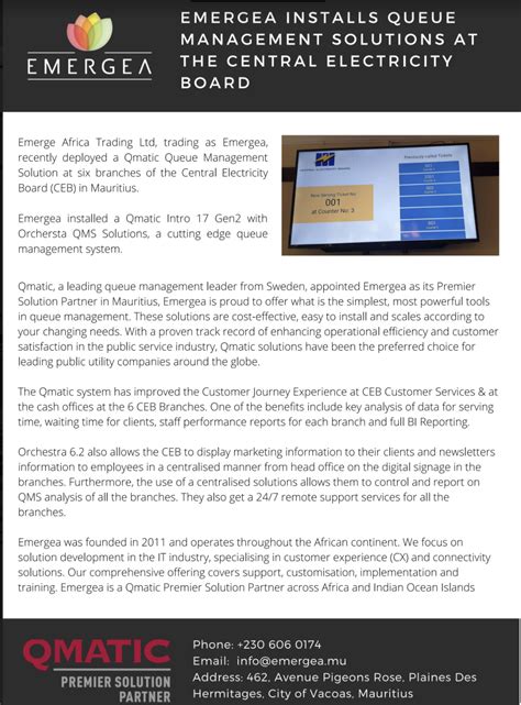 Emergea Installs Queue Management Solution At The Central Electricity Board Emerge Africa