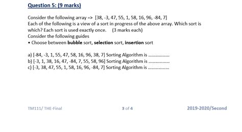 Solved Question 5 9 Marks Consider The Following Array