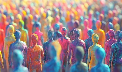 Colorful Crowd Of Abstract Figures Representing Diversity And Unity In