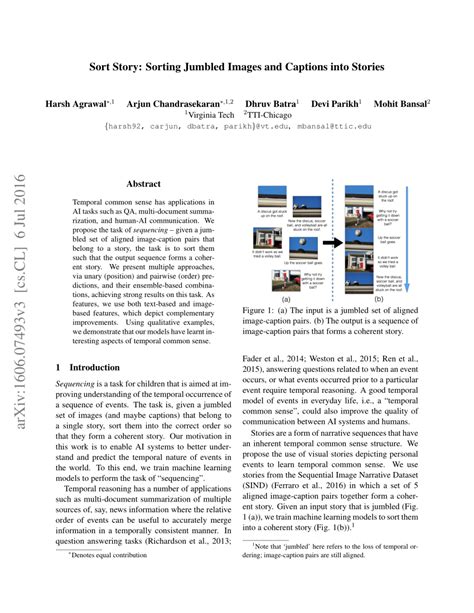 Pdf Sort Story Sorting Jumbled Images And Captions Into Stories