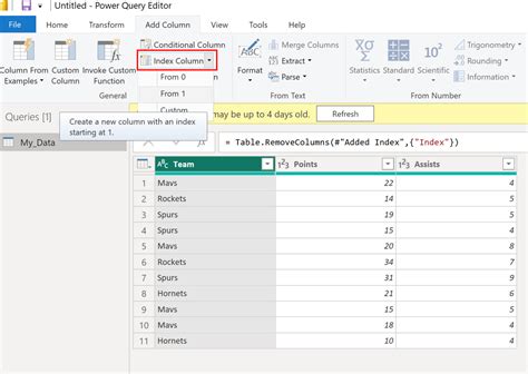 Power Bi How To Add Index Column To Table