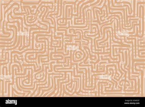Intricate Maze Design With Winding Paths And Loops In Warm Tones Stock