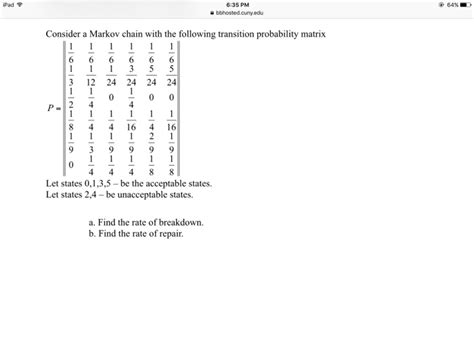 Solved Consider A Markov Chain With The Following Transition Chegg