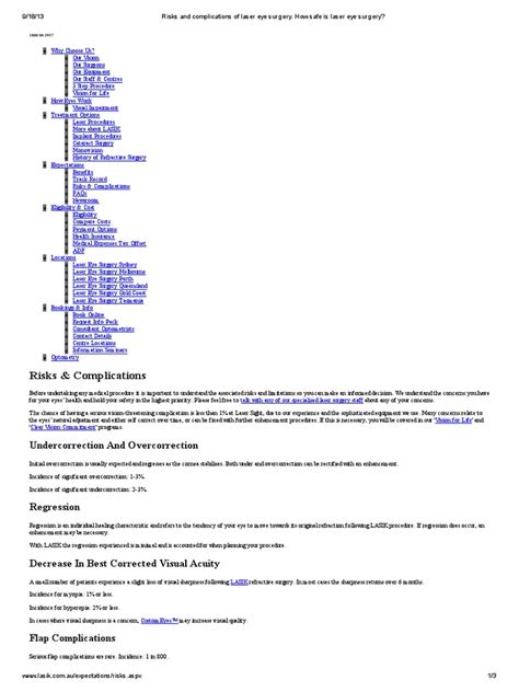 Risks And Complications Of Lasik Pdf Surgery Cornea